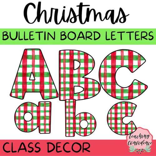 Holiday Plaid Bulletin Board Letters: Christmas Class Decor | TPT
