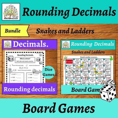Rounding Decimals Board and Dice Games by MathematicUs | TPT