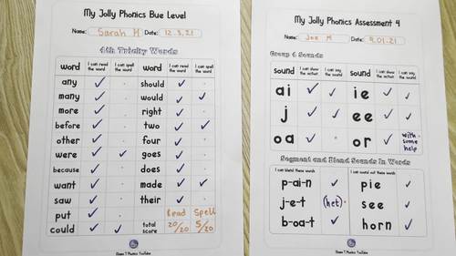 Complete Jolly Phonics Assessment: Sounds, tricky words, decodable words