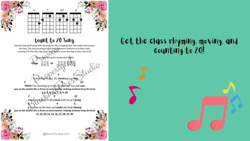 Classroom count to 20 song or chant with ukulele chord charts | TPT