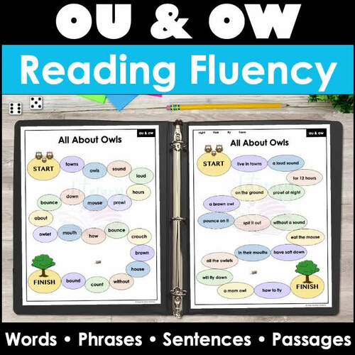 OU OW Vowel Teams Decodable Passages & Fluency Tracker Orton Gillingham