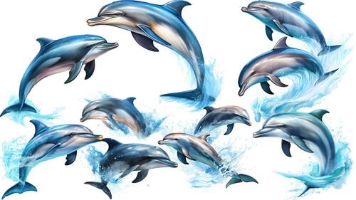 Watercolor Dolphin Clipart Set of 20 Files by ArtisticTimberStudio