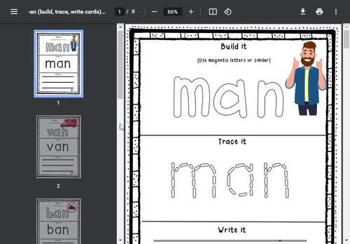 -an CVC (build, trace, write flashcards) by Wise Old Owl Educational ...