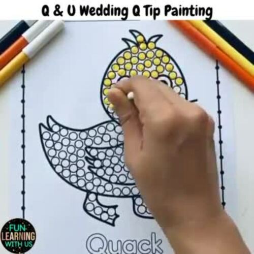 Q & U Wedding Q Tip Painting Digraph Qu Fine Motor Activity | TPT