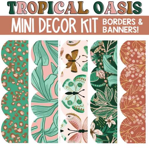 Tropical Modern Bulletin Borders / Jungle Bulletin Board Decor, Plant Theme