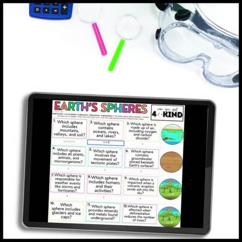 Earth's Spheres Matching Activity - Biosphere Science Game & Worksheet