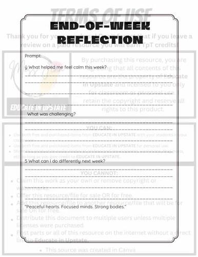 Weekly Mindfulness Planner | SEL Reflection Journal | Calm Corner & Morning