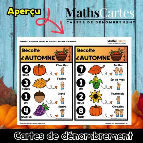 Maths en Cartes. Récolte d’automne by Nemoland - Apprentissage par le jeu