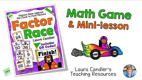 Factor Race Game with Finding Factors Lesson (includes QR Codes)