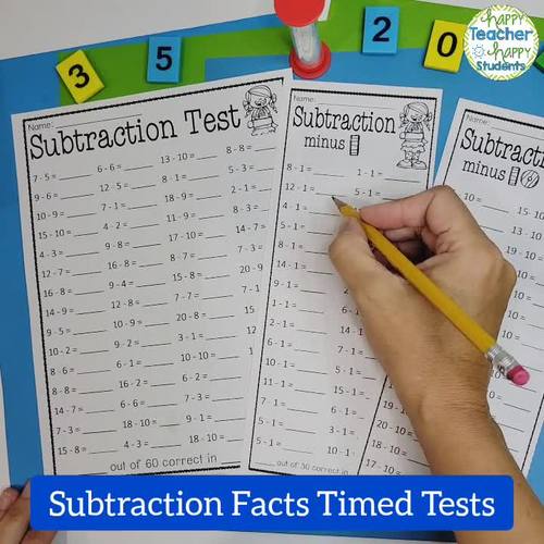 Subtraction Facts Timed Tests - 1 thru 10, Subtraction Timed Tests ...