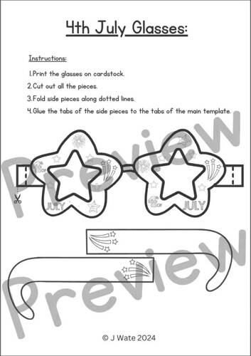 4th of July Craft | Independence Day Glasses Templates & July 4th ...