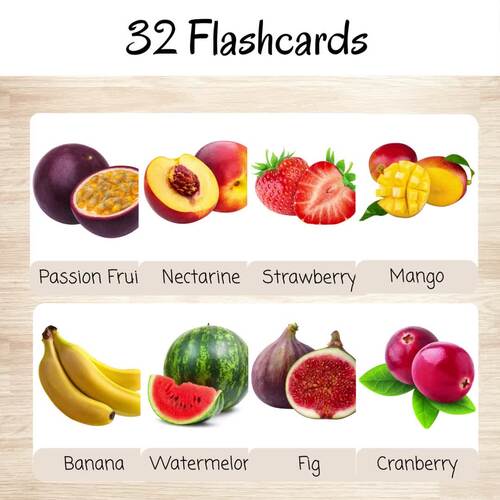 Fruit Flashcards & Literacy Activities – 128 Printable Cards for Kids