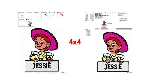 Smiling Jessie Toy Story character embroidery designs with name sign ...