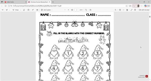 Christmas Gnomes Missing Numbers 1-15 by chiwden | TPT
