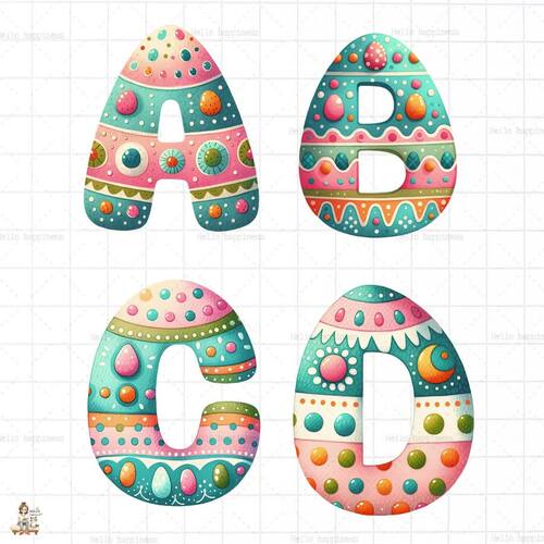 Alphabet Easter Egg Clipart, Spring Clipart, Easter Eggs, by Hello ...