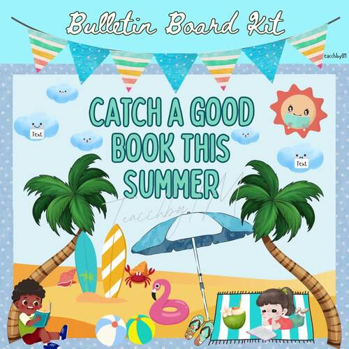 Catch a Good Book This Summer Bulletin board kit l Summer Reading Door ...