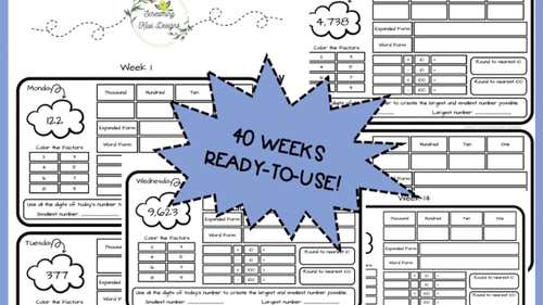 Number of the Day-40 Weeks-FULL YEAR-READY TO PRINT by ExceptionalSPED