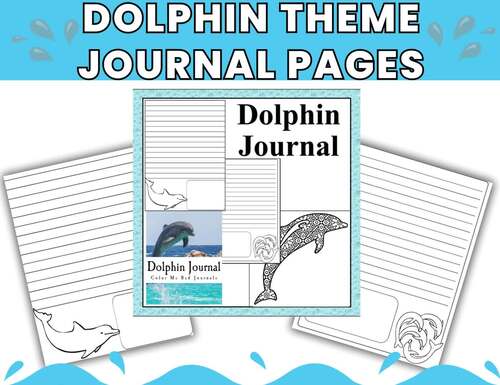 Dolphin Lined Journal Pages, Dolphin Theme for Note Taking, Bullet ...