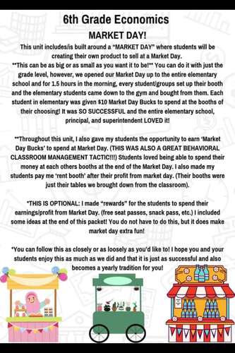 Economic Unit -Project Based Learning- MARKET DAY! Lesson Plans ...