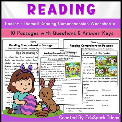 Easter Reading Comprehension Passage | Grade 1 | 10 Passages with Questions