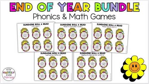 End of the Year Activities Bundle | Math and Phonics Center Games