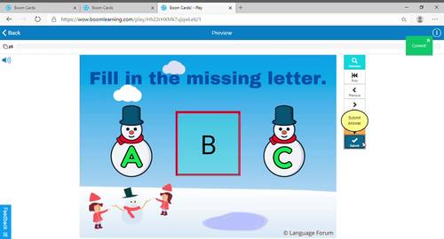 Uppercase Letter Sequencing Winter Alphabet Sequence Boom Cards | TPT