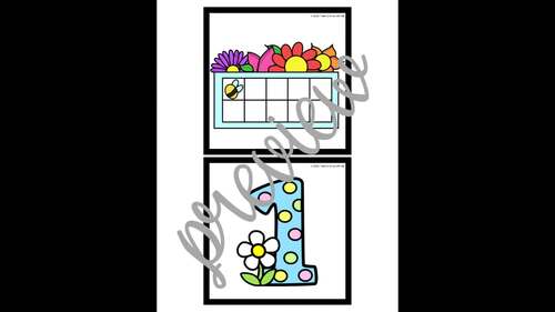 Spring Math 10 Frames Memory Match Large Floor Game for PreK-1st