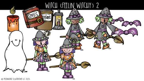 Witch clip art, Feelin Witchy 2, Halloween COMBO PACK by Melonheadz Clipart