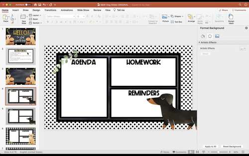 Google Slides Morning Message Templates - Dog & Black and White Theme