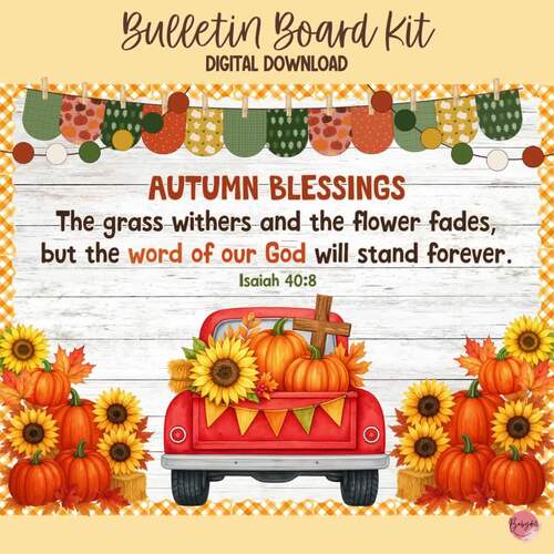 Christian Fall Bulletin Board Kit | Editable Farmhouse Autumn Classroom ...