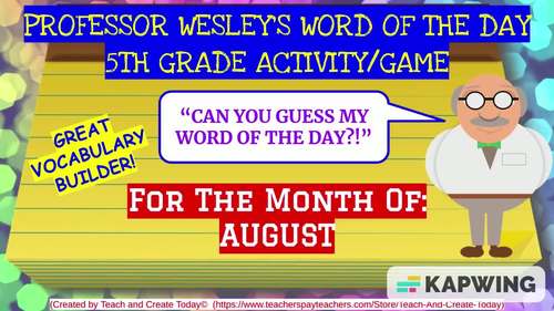 NOVEMBER 5th Grade Vocabulary Builder Word Of The Day GOOGLE SLIDES