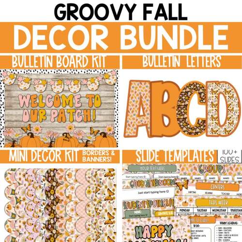 Groovy Fall Bulletin Board Decor Bundle / Retro Fall Decor Bundle