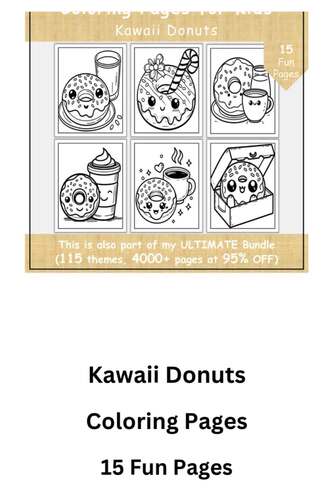 Kawaii Donuts Coloring Pages | Creative Printable Art for Kids | Grades K-5
