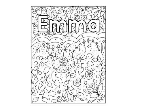 Printable Name Coloring Pages, Spring Floral Coloring Worksheets, Editable