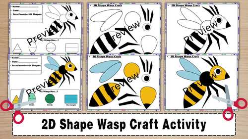 2D Shape Wasp Craft | Spring & Insect Math Activity | Geometry Cut & Past