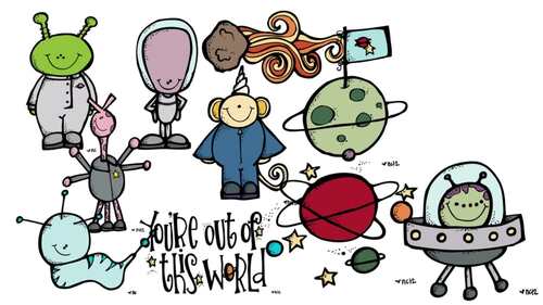 Space case clip art, alien clip art, outer space clip art COLORED Version