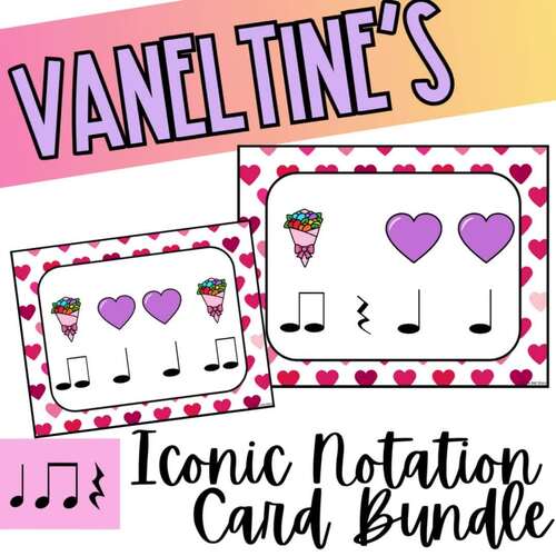 Valentine's Day Pre Rhythm Iconic Notation Card Bundle + PowerPoint ...