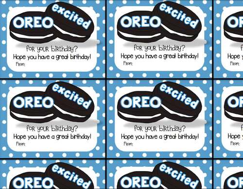 Oreo Birthday Gift Tag- OREO excited for your birthday? Hope you have a ...