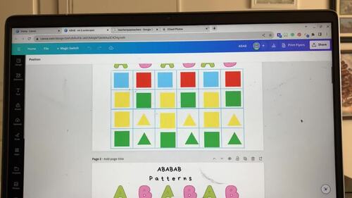 ABBABB pattern cards for math manipulatives by Frog Pond | TPT