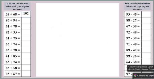 Mystery Digital Pixel Art NO PREP - Elephant 2-digit Addition and ...