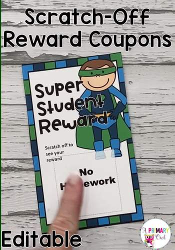 Scratch Off Reward Prize Coupons Editable BW and Color versions | TPT