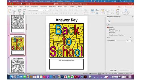 Back to School Color by Code Templates in PowerPoint with Preloaded ...