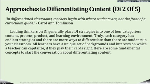 COMPLETE TEACHER Lesson 23 - Approaches to Differentiating Content (Di ...