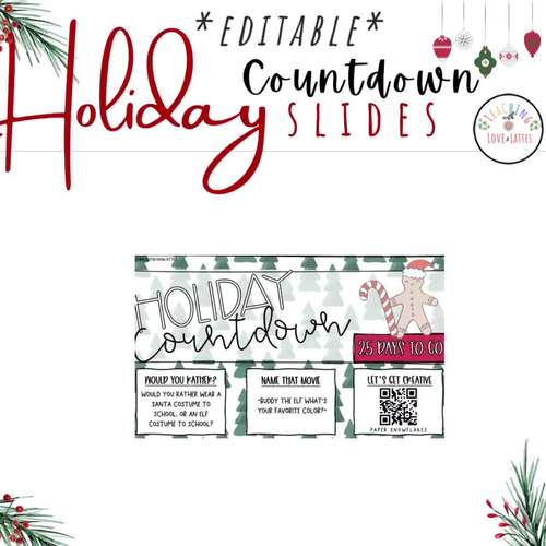 Holiday/Christmas Countdown Slides | Activity Slides |Morning Meeting ...