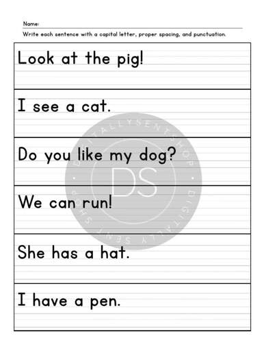 450 Sentence Writing Worksheets, Handwriting & Writing Practice, Copy ...