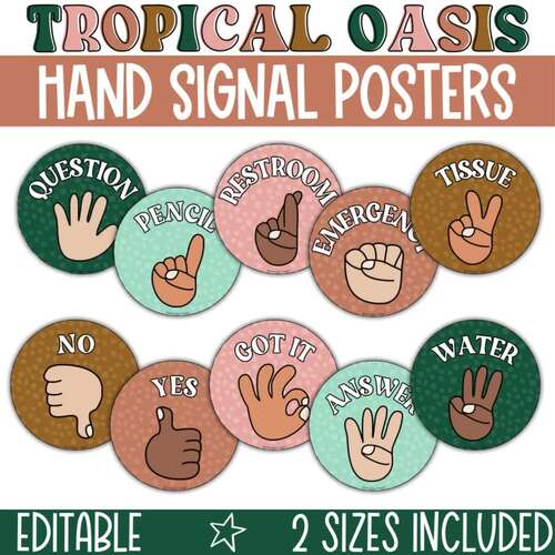 Editable Hand Signal Posters / Modern Hand Signal Posters, Plant ...