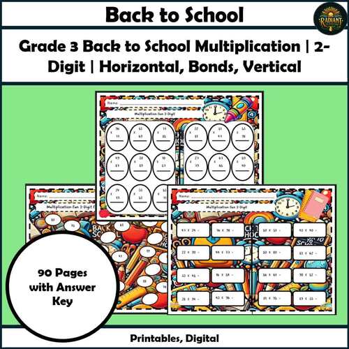 Grade 3 Back to School Multiplication | 2-Digit | Horizontal, Bonds ...