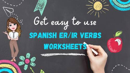 Spanish Regular ER & IR Verb Present Tense Conjugations Practice Worksheets