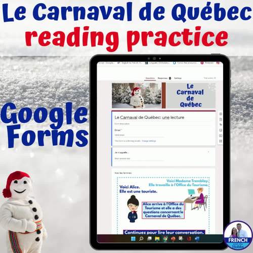 Carnaval de Québec French Reading Comprehension Printable & Google Forms™