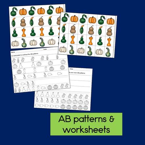 Pumpkin Patterns Fall Math Center Patterning Worksheets for Preschool ...